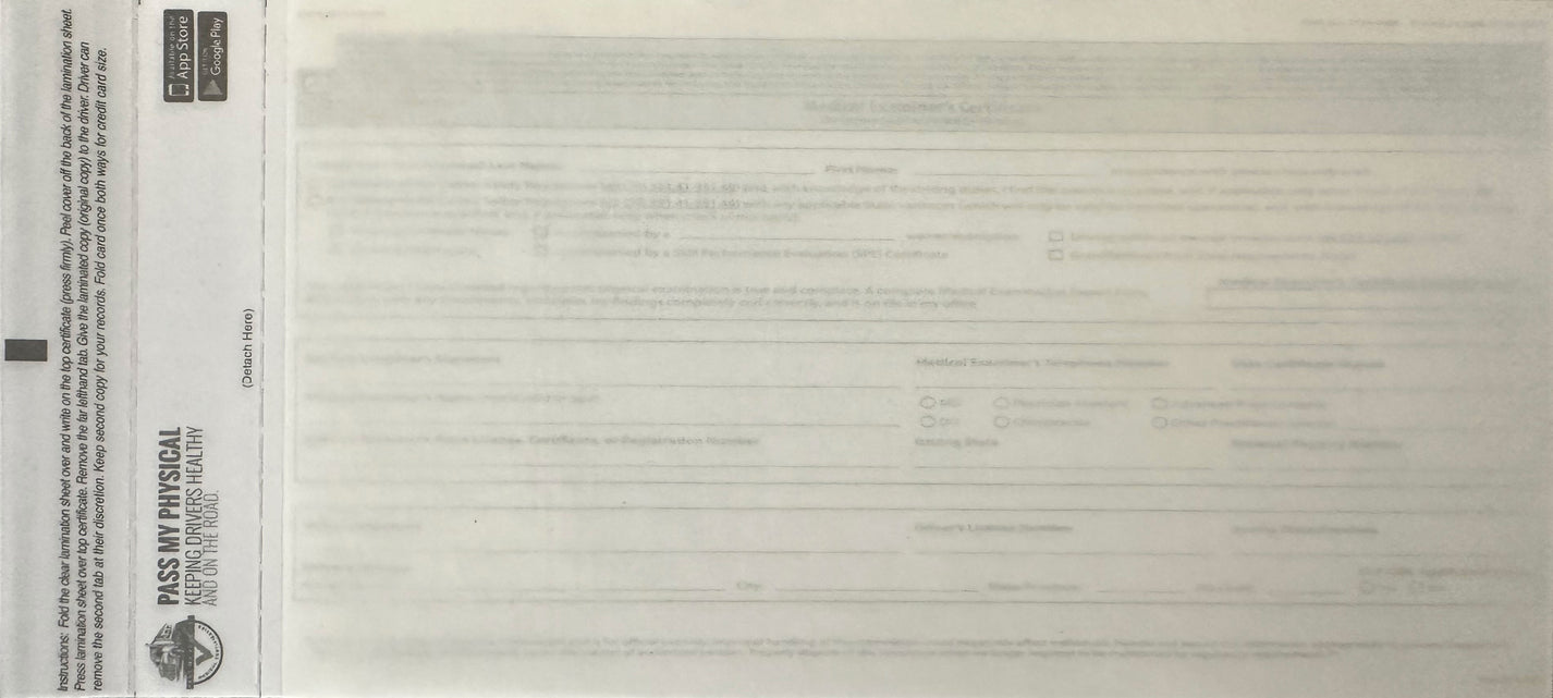 Medical Examiners MCSA-5876 Self-Laminating Certificate – Pass My Physical
