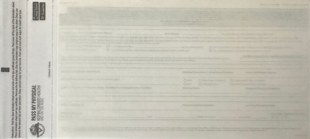 Medical Examiners MCSA-5876 Self-Laminating Certificate – Pass My Physical